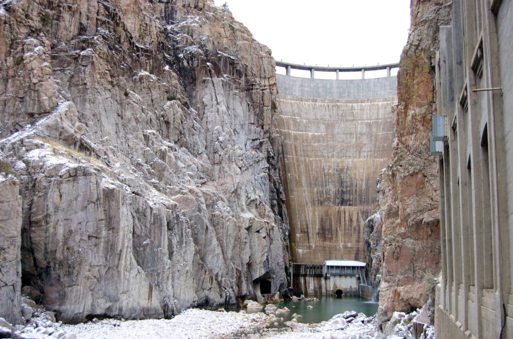 Buffalo Bill Dam as seen from the Shoshone Powerplant. Photo by Roger ...